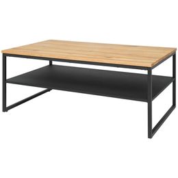Livetastic Couchtisch, Natur, Schwarz, Holz, Metall, Holzwerkstoff, Eiche, massiv, rechteckig, U-Form, 105x44x65 cm, Wohnzimmer, Wohnzimmertische, Couchtische