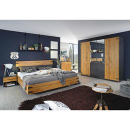 Rauch M&ouml;bel Bett, Dunkelgrau, Eiche Artisan, Kunststoff, 180x200 cm, Blauer Engel, Goldenes M, Made in Germany, Schlafzimmer, Betten, Doppelbetten