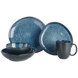 Novel Kombiservice S&oslash;ren Blue, Blau, Keramik, 10-teilig, Farbverlauf, 390 ml,725 ml, Lfgb, Handmade Quality, lebensmittelecht, Essen & Trinken, Geschirr, Geschirr-Sets, Kombiservice