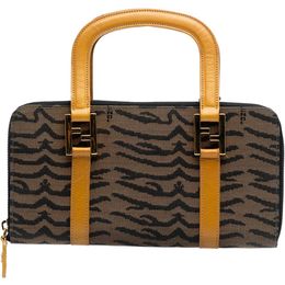 Fendi Crossbody Bags - Zebra Print Canvas Twins Handbag - Gr. unisize - in Braun - f&uuml;r Damen