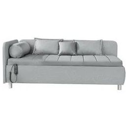 Schlafsofa Alina "Kiana", grau (grauweiß tmd 9), B:207cm H:80cm T:112,5cm, Struktur TMD (100% Polyester), Sofas, Liegefläche 90/200 cm oder 100/200 cm, Bettkasten, Zierkissen-Set