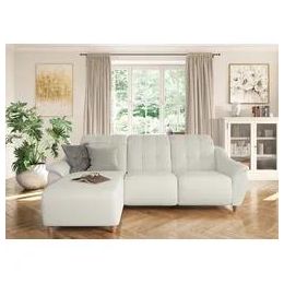 Ecksofa Home Affaire "Boston L-Form", weiß (reinweiß), B:254cm T:170cm, Struktur (100% Polyester);Luxus-Microfaser Florence (100% Polyester);Chenille (100% Polyester);NaturLEDER (reines Rindsleder), Sofas, Kopfteilverstellung an jeder Sitzfläche, wahlweise Relaxfunktion