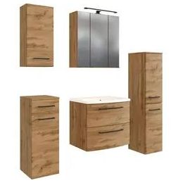 Badm&ouml;bel-Set Welltime "Chicago", braun (wotaneiche), B:120cm H:200cm T:47cm, MDF, Kastenm&ouml;bel-Sets, Badm&ouml;bel-Set