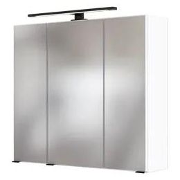 Spiegelschrank Welltime "Luena", weiß, B:70cm H:64cm T:20cm, Holzwerkstoff, Schränke, Breite 70 cm, mit 3D-Effekt, dank drei Spiegeltüren