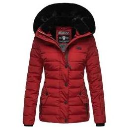 Steppjacke Navahoo "Milianaa", Damen, Gr. XS (34), rot, Oberstoff: 100% Polyester, Futter: 100% Polyester, Wattierung: 100% Polyester, Ärmelfutter: 100% Polyester, Kunstfell: 100% Polyester, figurbetont Po-bedeckend, hoch geschlossener Ausschnitt, Ärmel ohne Ärmelschlitz Rippstrickbündchen kontrastfarben, Jacken, Edle Winterjacke mit weicher Kunstfell-Kapuze