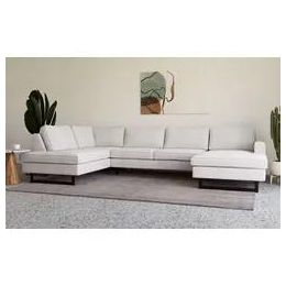 Wohnlandschaft Places of Style "Pinto, 350 cm, U-Form, XXL, mit Ottomanen", beige (natural), B:350cm H:85cm T:206cm, 90% Polyester, 10% Nylon, Sofas, Cord, Chenille, Lederoptik, mit Keder, Metallfüße, Wellenunterfederung