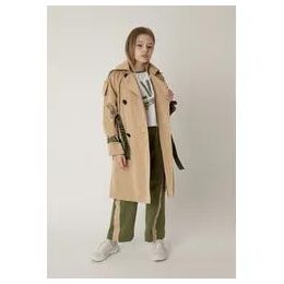 Trenchcoat Gulliver, Damen, Gr. 164, braun (braun, mehrfarbig), 52% Nylon, 48% Polyester, bedruckt, bestickt, mehrfarbig, lang, Mäntel, in extravagantem Design