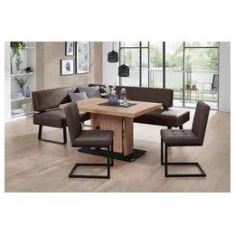 K+w Komfort & Wohnen Essgruppe K+W KOMFORT & WOHNEN "Spider II", braun (schwarzbraun,), B:165cm H:88cm T:50cm, Sitzmöbel-Sets, langer Schenkel wahweise in 2 Breiten, 2 Freischwinger, 1 Tisch