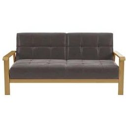 Sit & More 2,5-Sitzer SIT & MORE "Billund", grau (anthrazit), B:169cm H:88cm T:106cm, 100% Polyester, Sofas, Armlehnen aus eichefarbigem Buchenholz, verschiedene Bezüge und Farben