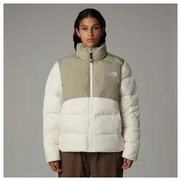 Steppjacke The North Face "Saikuru", Damen, Gr. XL, weiß (weiß dune, clay grau), Softshell, Obermaterial: 100% Polyester. Wattierung: 100% Polyester, colorblocking, hoch geschlossener Ausschnitt, eingesetzt eingefasste Kante, Jacken, Retro-Look, isolierend, winddicht