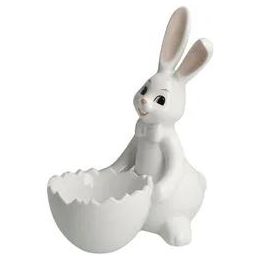 Osterhase Goebel "Figur Hase mit Schale Snow White - Sweet Boy", weiß, B:13,5cm H:16cm T:7cm, Porzellan, Dekofiguren, Osterfigur, Dekofigur, Ostern, Osterdekoration