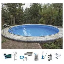 Rundpool Konifera "Bahamas II", weiß (weiß, blau), H:120cm Ø:350cm, Schwimmbecken, verschiedene Größen, für den Volleinbau