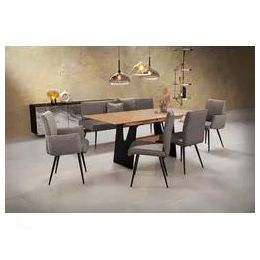 K+w Komfort & Wohnen Essgruppe K+W KOMFORT & WOHNEN "Giacomo I", braun (sattel, braun,), Flachgewebe 775 Leder CLOUD, Synchron-Auszug, Länge Esstisch: 180cm,Länge Esstischmaximal: 220cm,Breite/Sitzbreite Bank: 200cm, Sitzmöbel-Sets, 2 Stühle und Bank, 2 Armlehnenstühle Stoff 775, Tisch 160 oder 180 cm