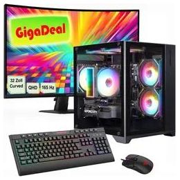 Hyrican GAMEMAX PC-Komplettsystem "GigaDeal Gaming-PC-Set Infinity Mini BK", Energieeffizienz: F (A-G), schwarz, Microsoft Windows 11 Home (64 Bit), 32 GB RAM 1.000 GB SSD, Computer_Komplettsysteme, Windows 11 + Gigabyte GS32QC LED-Monitor Curved, 80 cm (32")