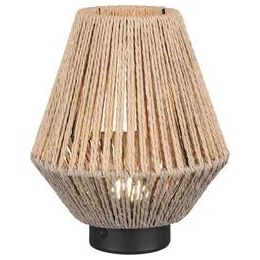 Trio REALITY LEUCHTEN LED Tischleuchte "LIRA, Akku Tischlampe USB Ladeanschluss, 1,5W 140 Lumen 3000K warmweiß", braun, 1, Ø 18,5cm H: 22cm, 1 Stk., Leuchten, Lampenschirm aus Papiergarn, Touchdimmer, max 8h Akkulaufzeit