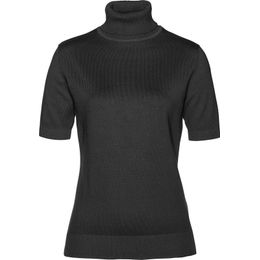 CR&Eacute;ATION L Damen Kurzarmpullover mit Rollkragen schwarz Gr&ouml;&szlig;e 40