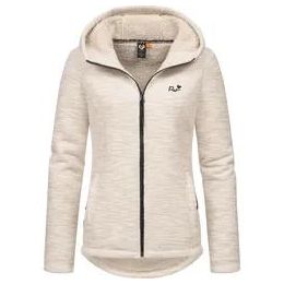 Kapuzenstrickjacke Ragwear "Lyshka Melange", Damen, Gr. XXXL(46), grau (taupe), Grobstrick, Obermaterial: 56% Baumwolle, 44% Polyester; Innenfutter: 100% Polyester, figurumspielend hüftbedeckend, hoch geschlossener Ausschnitt, Ärmel ohne Ärmelschlitz abgesteppte Kante, Strickjacken, Kuschelige Kapuzenjacke in Strick-Optik
