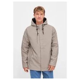Regen- und Matschjacke Derbe "Passby_plain", Herren, Gr. L, beige (cobblestone_navy), Obermaterial: 100% Polyester; Futter: 100% Polyester, Basic, normal, Bündchen, Jacken, wasserabweisend, winddicht, Kapuze