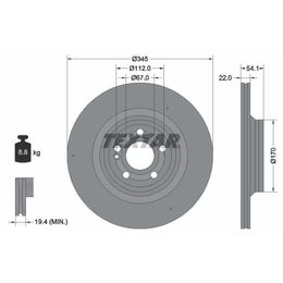 TEXTAR Bremsscheibe PRO+ hinten rechts links innenbel&uuml;ftet 345mm f&uuml;r MERCEDES-BENZ 167423890007 A1674238900 1674238900 92307005