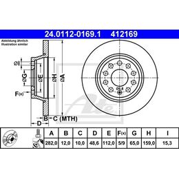 ATE Bremsensatz-Hinterachse Standard Disc / Ceramic Bremsensatz, Scheibenbremse hinten rechts links voll 282mm f&uuml;r SKODA SEAT VAG 1K0615601AD 8E069845