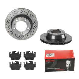 Brembo Bremsensatz, Scheibenbremse 1420-55615 hinten rechts links Gelocht/innenbel. 299mm f&uuml;r PORSCHE 99635240105 99635193930 99635240104