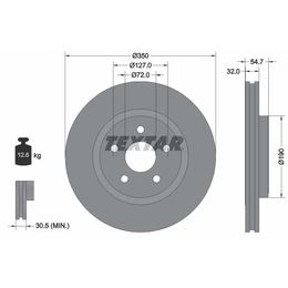 TEXTAR Bremsscheibe PRO+ 92272205 vorne rechts links au&szlig;enbel&uuml;ftet 350mm f&uuml;r JEEP 2AMV5012AD K68035012AE K68240046AA