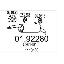 MTS MARKENTECHNIKSERVICEGMBH & CO. KG MTS Endschalldämpfer für MAZDA FORD 1140460 1151164 1317006 01.92280