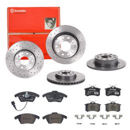Brembo Bremsensatz-Vorn und hinten Bremsensatz, Scheibenbremse vorne rechts links Gelocht 288mm f&uuml;r SKODA VW SEAT PEUGEOT (FAW) (SVW) RELY AUDI LANCIA