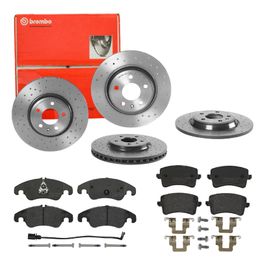 Brembo Bremsensatz-Vorn und hinten Bremsensatz, Scheibenbremse vorne rechts links Gelocht 320mm für SKODA VW SEAT (FAW) (SVW) AUDI 8K0698151K L8KD6153