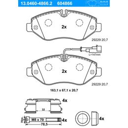 ATE Bremsbelagsatz, Scheibenbremse vorne rechts links f&uuml;r RENAULT NISSAN D1060-MB60A D1060-MB600 7485116333 13.0460-4866.2