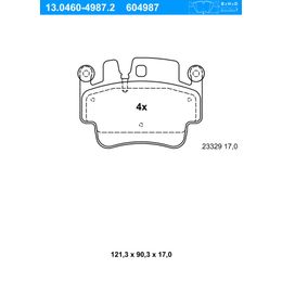 ATE Bremsbelagsatz, Scheibenbremse 13.0460-4987.2 vorne rechts links f&uuml;r PORSCHE 99635294903 99635193915 99635193916