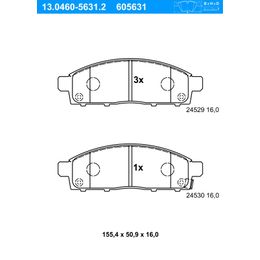 ATE Bremsbelagsatz, Scheibenbremse vorne rechts links für MITSUBISHI FIAT 4605A198 4605A284 6000609714 13.0460-5631.2