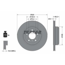 TEXTAR Bremsscheibe PRO hinten rechts links au&szlig;enbel&uuml;ftet 320mm f&uuml;r BMW 34216753215 6772085 34216864061 92122703