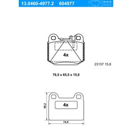 ATE Bremsbelagsatz, Scheibenbremse 13.0460-4977.2 hinten rechts links mit Zubeh&ouml;r f&uuml;r MERCEDES-BENZ 1634200920 1634201120 A1634201120