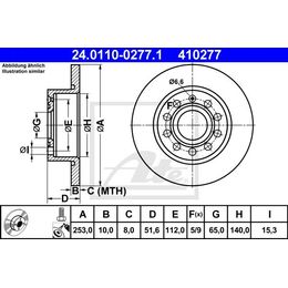 ATE Bremsensatz-Hinterachse Standard Disc / Ceramic Bremsensatz, Scheibenbremse hinten rechts links voll 253mm f&uuml;r SKODA SEAT PEUGEOT CITRO&Euml;N VAG E172