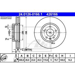 ATE Bremsensatz-Vorderachse Standard Disc / Ceramic Bremsensatz, Scheibenbremse vorne rechts links bel&uuml;ftet 300mm f&uuml;r VAUXHALL OPEL CHEVROLET 569076 1