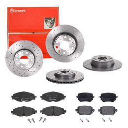 Brembo Bremsensatz-Vorn und hinten Bremsensatz, Scheibenbremse vorne rechts links Gelocht 288mm f&uuml;r SKODA VW (SVW) SEAT (FAW) JETTA AUDI 1K0615301T 2Q