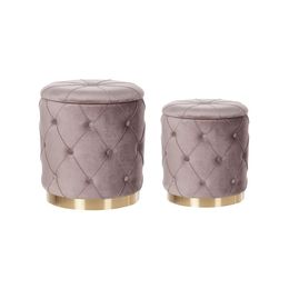 Beliani 2er-Set Pouf PUEBLO in Beige/Grau/Gold | Gr.: onesize