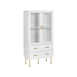 Beliani Vitrine MILORA in Weiß/Gold - (W) 80 x (H) 160 x (L) 40 cm | Gr.: onesize