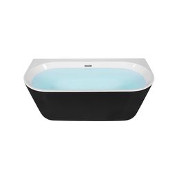 Beliani Badewanne HARVEY in Schwarz/Weiß/Silber - (W) 80 x (H) 59 x (L) 170 cm | Gr.: onesize