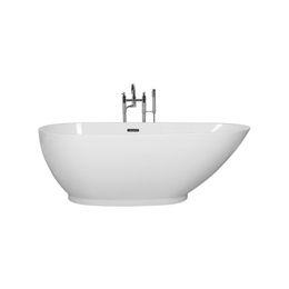 Beliani Freistehende Badewannen GUIANA in Weiß/Silber - (W) 82 x (H) 59 x (L) 173 cm | Gr.: onesize
