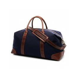 SID & VAIN SID & VAIN Reisetasche Canvas & Leder echt Leder Weekender groß blau-braun DAVIS in blau | Gr.: onesize