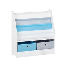 Beliani Bücherregal TUMBY in Weiß/Blau/Grau - (W) 77 x (H) 74 x (L) 23 cm | Gr.: onesize