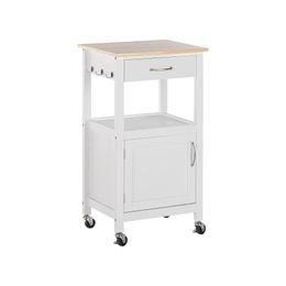 Beliani Servierwagen SIENA in Weiß/Braun - (W) 48 x (H) 89 x (L) 39 cm | Gr.: onesize
