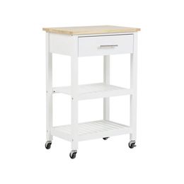 Beliani Servierwagen HIUMA in Wei&szlig;/Braun - (W) 58 x (H) 86 x (L) 40 cm | Gr.: onesize