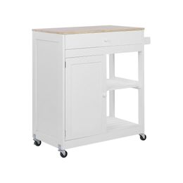 Beliani Servierwagen TRAPANI in Weiß/Braun - (W) 75 x (H) 87 x (L) 44 cm | Gr.: onesize