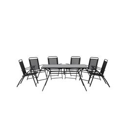 Beliani 7-tlg Gartentisch Set LIVO in Schwarz | Gr.: onesize