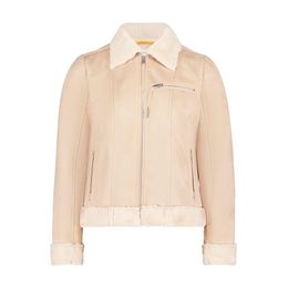 Cartoon Bikerjacke mit Kunstfellkragen in beige | Gr.: 38
