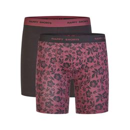 Happy Shorts Boxer Jersey Long in schwarz, bordeaux | Gr.: XL