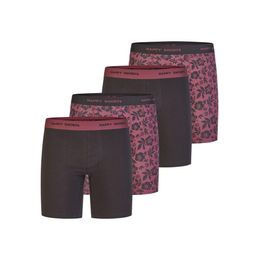 Happy Shorts Boxer Jersey Long in schwarz, bordeaux | Gr.: XL